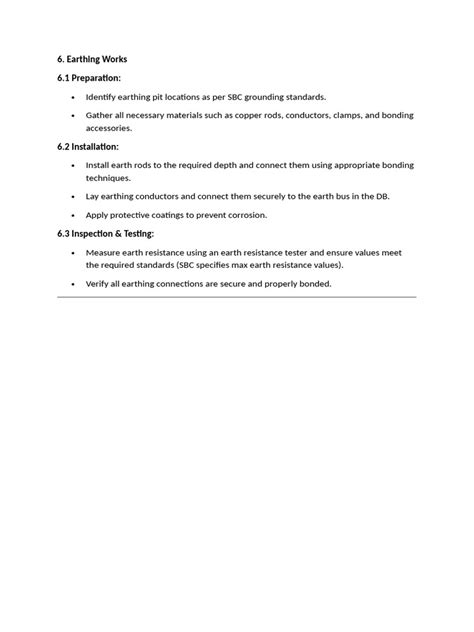 Method Of Statement Earthing Works Pdf