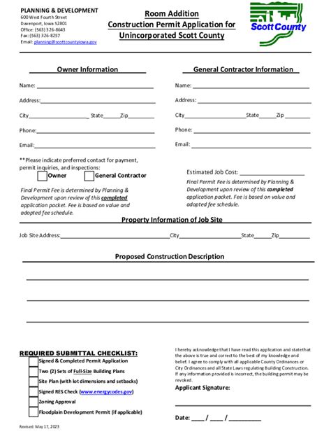 Fillable Online Construction Permit Application For Fax Email Print