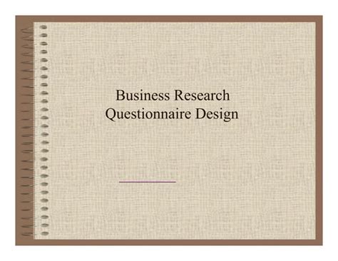 Business Research Questionnaire Design Pdf