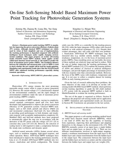 pdf on line soft sensing model based maximum power point tracking for