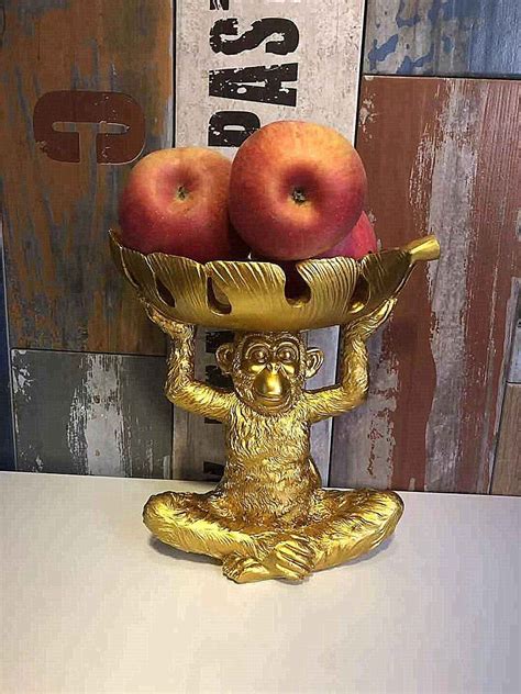 Gold Monkey Fruit Bowl Gold Ornaments Garden Ornaments Fruit Basket