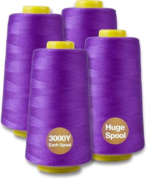 Purple Serger Thread All Purpose For Sewing Polyester 4 Cones Of 3000 Yards Each