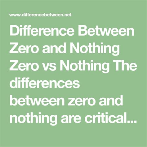 Difference Between Zero And Nothing Branches Of Science Real Numbers