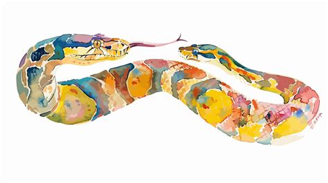 Colorful Watercolor Illustration Of A Python Snake Pet Premium Ai
