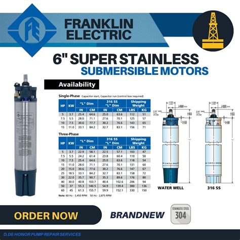 Franklin Electric Submersible Pump Superstailess 4 6 8 Commercial