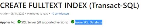 Azure Sql Database Is Supported Fulltext Search Microsoft Qanda