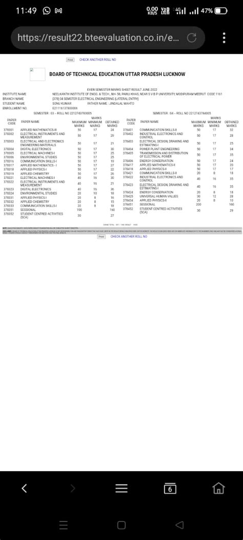Marksheet Of Polytechnic Sonu Kumar Chauhan
