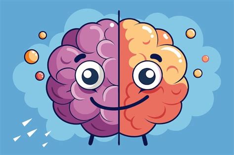 Cartoon Brain Split Down The Middle S Premium Ai Generated Vector