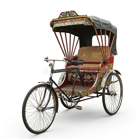 A Traditional Rickshaw Featuring A Decorative Design It Has A Black