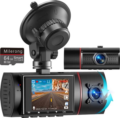 Dash Cam Front And Inside Fhd Dashcams For Cars With 64gb