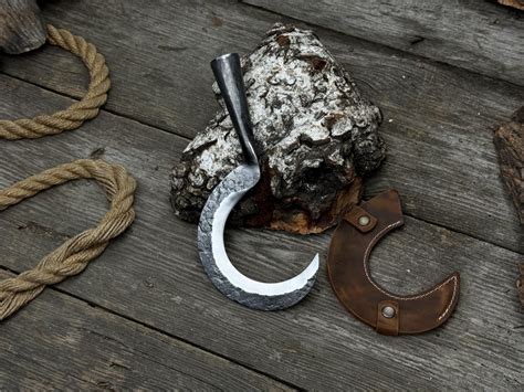 Small Sickle With Forged Handle Sharp Blade Hand Forged From Hardened