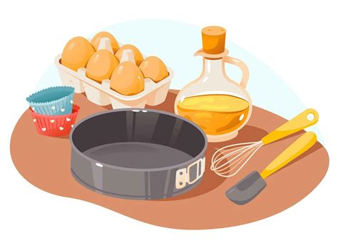 Products And Kitchen Tools For Cooking Baking Recipes Baking Ingredients Cartoon Vector