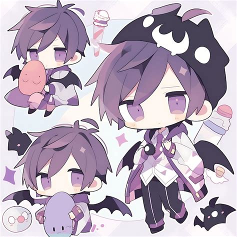 Premium Photo Colorful Male Vampire Chibi Kawaii Gothic Fashion Concept Black And P Cute