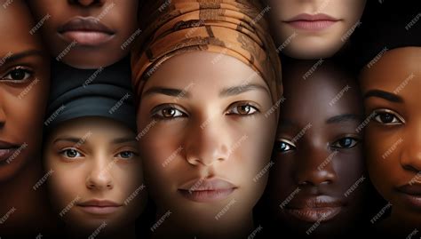 Multicultural Faces Closeup Generative Ai Premium Ai Generated Image