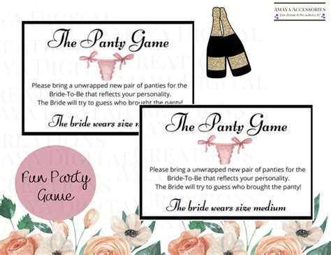 Panty Game Bridal Shower Insert Fun Bridal Shower Game Bridal Shower