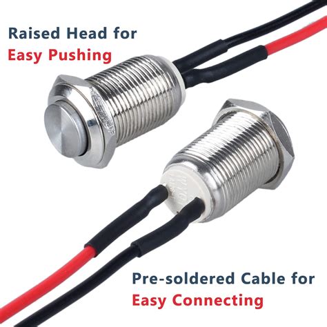 Dmwd 2 Pack 12mm Latching Metal Waterproof Push Button