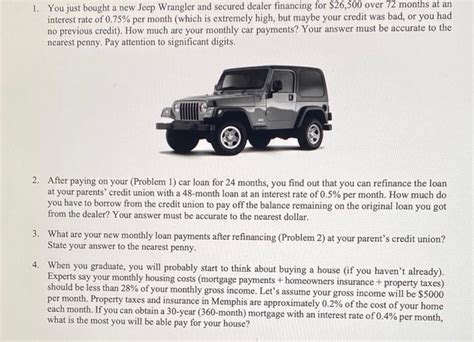 Solved 1 You Just Bought A New Jeep Wrangler And Secured