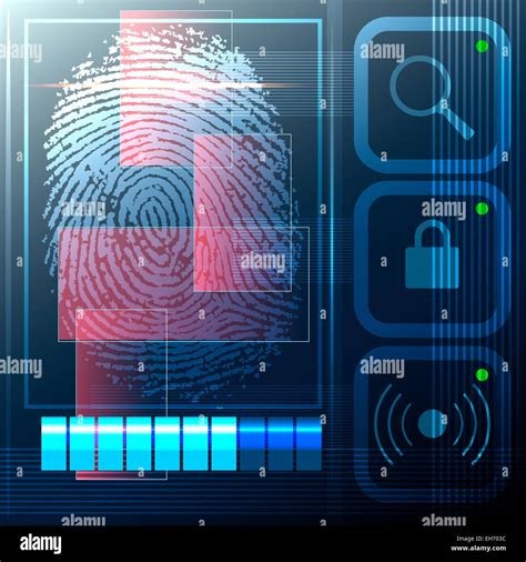 Illustration With Scanning Of A Fingerprint As Allegory Of Modern Security System Technologies