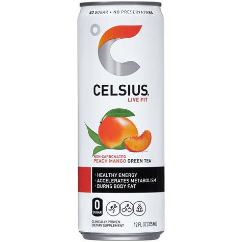Celsius Sparkling Peach Mango Functional Essential Energy Drink Can 12