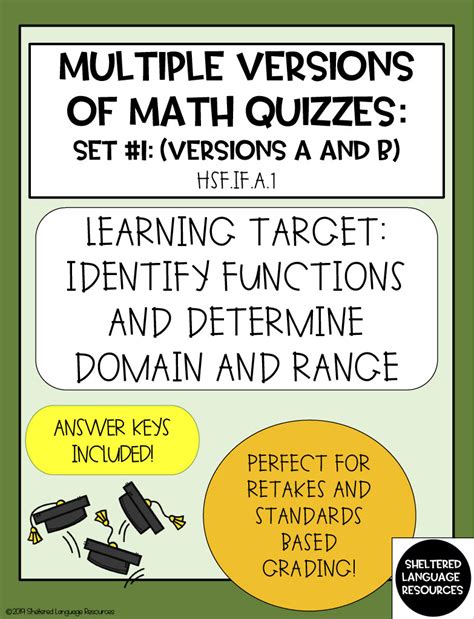 functions domain and range quiz multiple versions bundle by teach simple