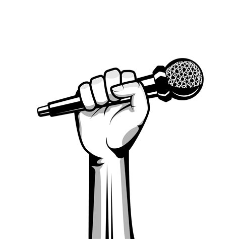 Hand Holding Microphone Vector Illustration Hand And Mic Illustration