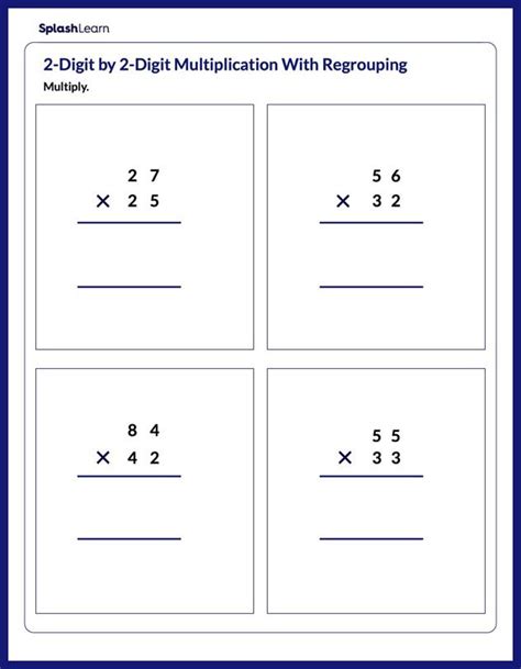 Multiplying By 2 Digit Numbers Worksheets