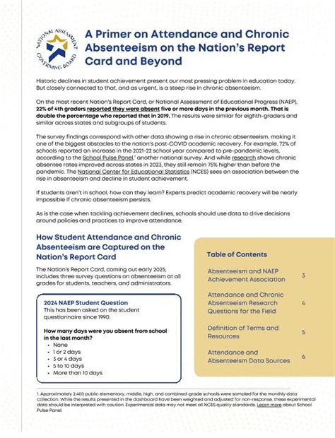 A Primer On Attendance And Absenteeism On The Nations Report Card And
