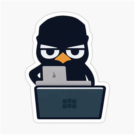 Cross Platform Penguin Doing Extra Hours Sticker For Sale By Cuteplanetearth Redbubble