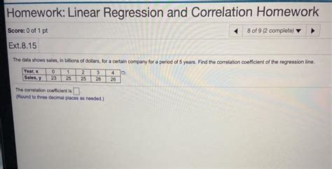 solved homework linear regression and correlation homework