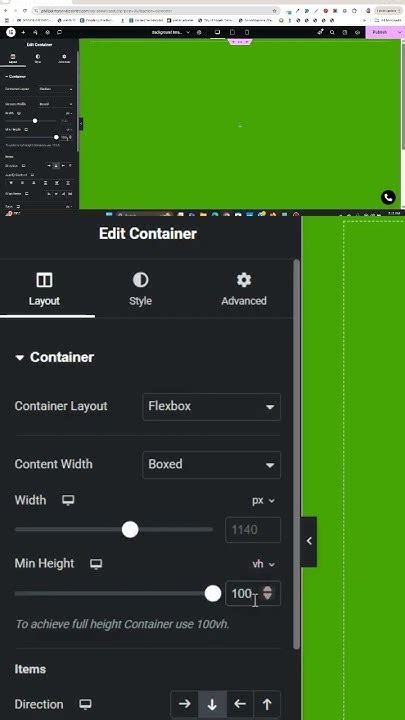 How To Make Elementor Flexbox Container Full Screen Height Shorts