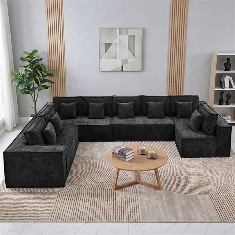 167 Boneless Chenille U Shaped Couch Oversized Modular