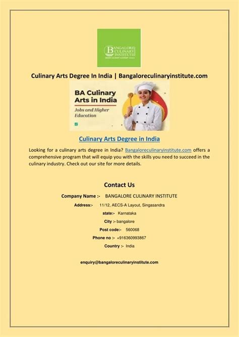 Ppt Culinary Arts Degree In India Powerpoint Presentation