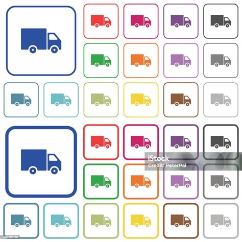 Delivery Truck Color Outlined Flat Icons Stock Illustration Download