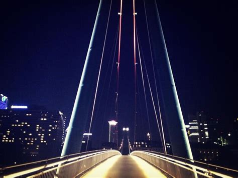 Premium Photo Suspension Bridge At Night