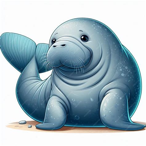 Manatee Vector Cartoon Illustration Premium Ai Generated Vector
