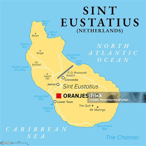 Sint Eustatius Island Of The Caribbean Netherlands Political Map Stock