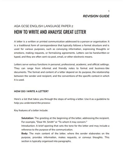 Gcse Letter Analysis Writing Lesson Teaching Resources