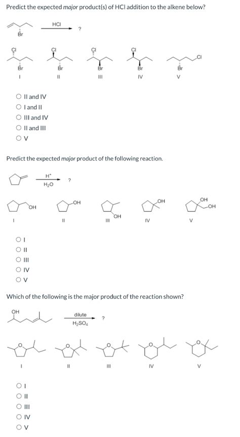 Solved Predict the expected major product(s) of HCl addition | Chegg.com