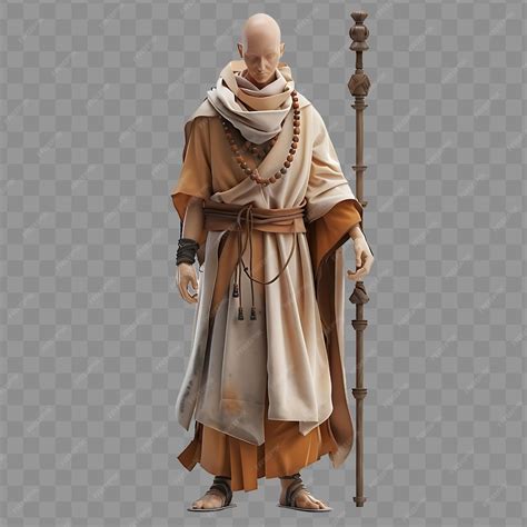 Premium Psd Wise Monk Spiritual Guide With Lean Form Monks Robe