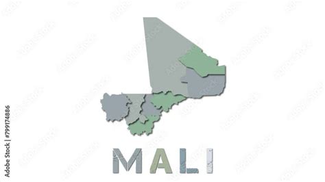 Mali Map With Paper Regions Animated Country Map Growing From Regions And Title Letters Falling