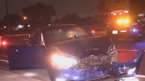 Tesla On Autopilot Hits Fullerton Police Car Fox 11 Los Angeles