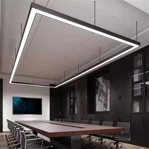 Square Led Pendant Linear Light With Blackwhitesilver Shell Colors