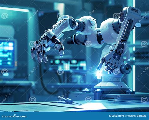 Robotic Arm Performing Precision Task In A Laboratory Stock