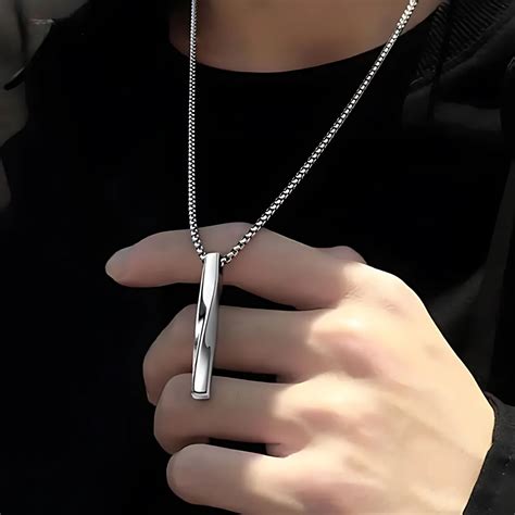 Alpha Stainless Steel Pendant Necklace For Men Kaihama