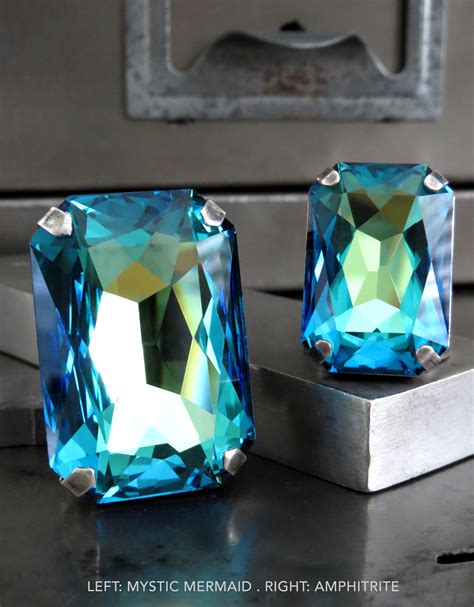 Mystic Mermaid Large Aqua Blue Crystal Ring Two Sizes