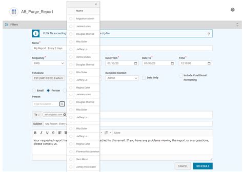 schedule reports or dashboards