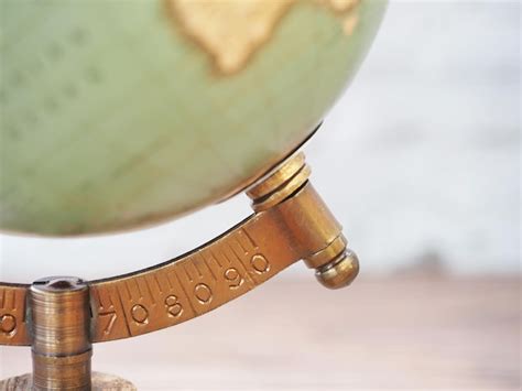 Sphere Vintage Globe Map With Arc Close Up Premium Photo