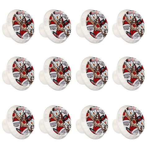 12 Pcs Santa Snowman Deer Knobs For Kitchen Cabinet Cupboard Dresser