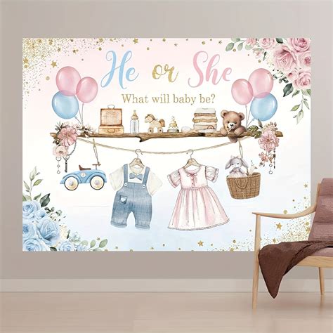 Tea Party Gender Reveal Backdrop Pink And Blue Boy Or Girl Clothes