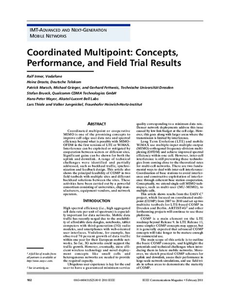 Pdf Coordinated Multipoint Concepts Performance And Field Trial